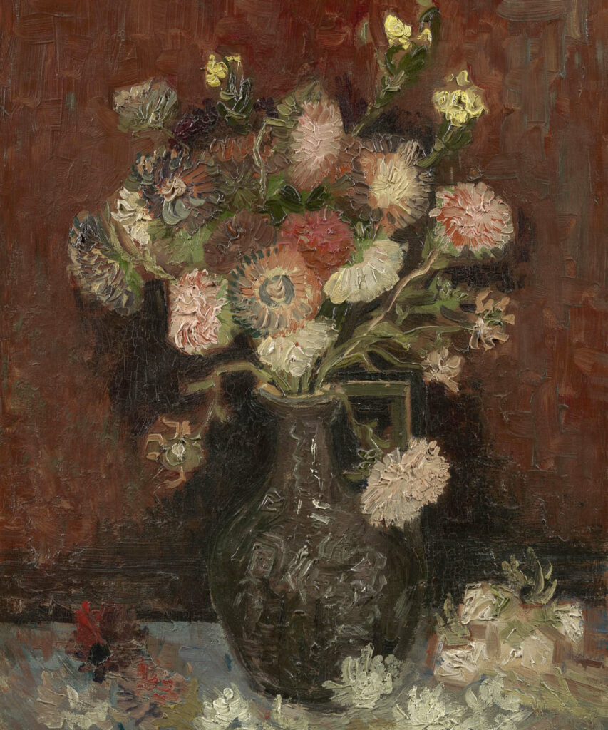 Vincent van Gogh, Vaas met Chinese asters en tuingladiolen – dm-athome